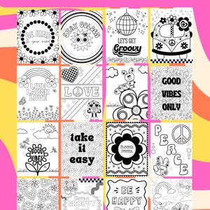 Retro Groovy Coloring Book Digital Download Template Designs Arts and ...