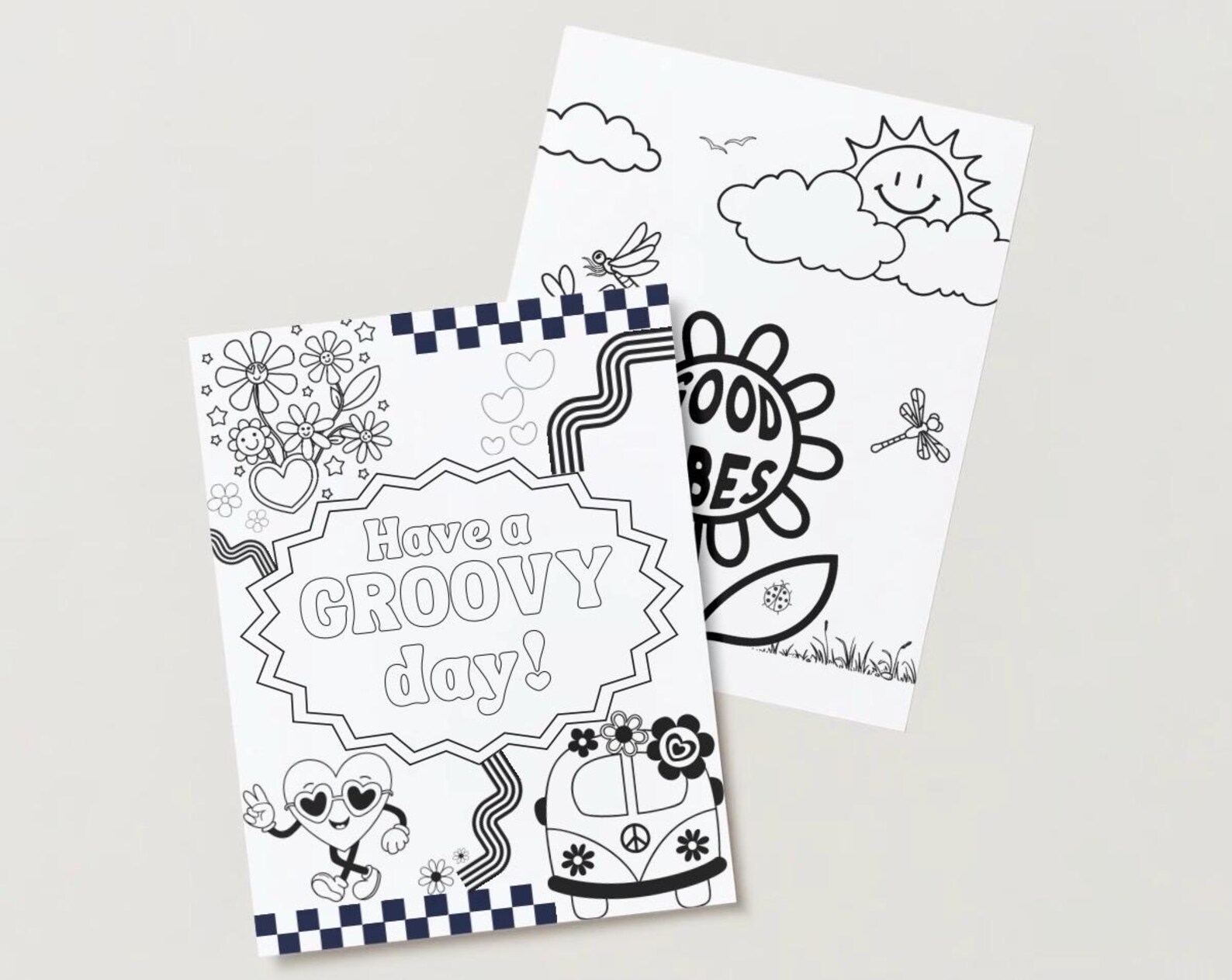 Retro Groovy Coloring Book Digital Download Template Designs Arts and ...