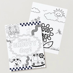 Retro Groovy Coloring Book Digital Download Template Designs Arts and ...