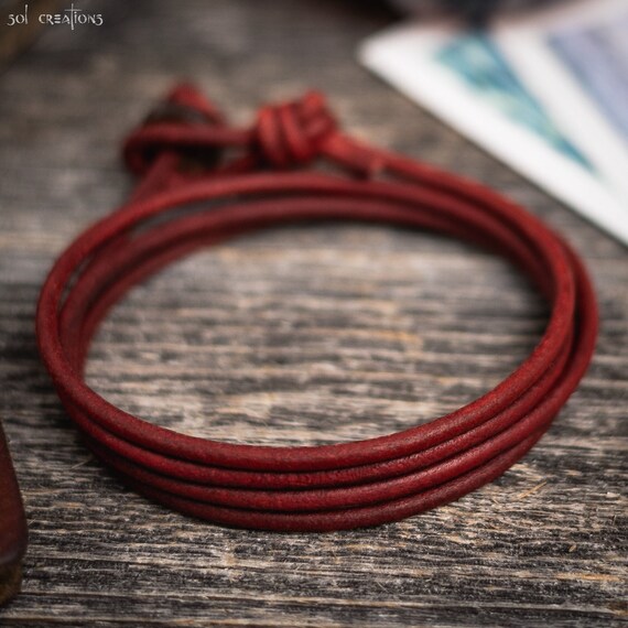 Mens red leather bracelet store