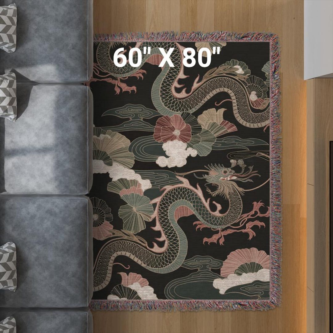 Exquisite Dragon Blanket, Asian Inspired Throw, Christmas Gift, Elegant ...