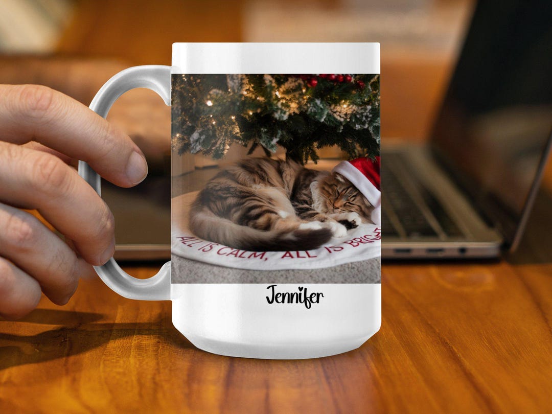 Christmas Cat Mug, Personalized Christmas Cat Coffee Mug, Cute Cat ...