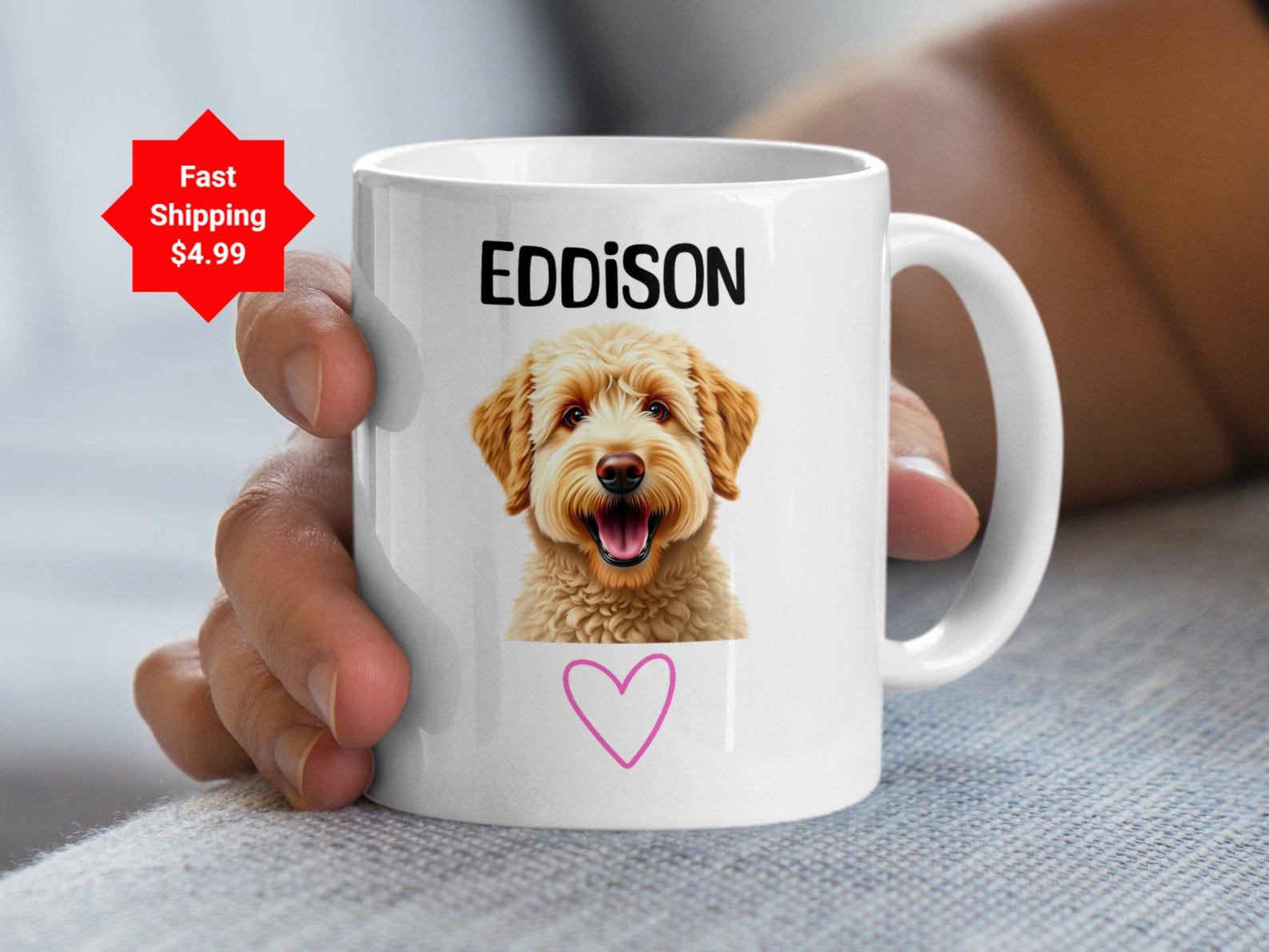 Personalized Dog Mug, Custom Pet Photo Mug, Gift for Dog Lovers, Cute ...