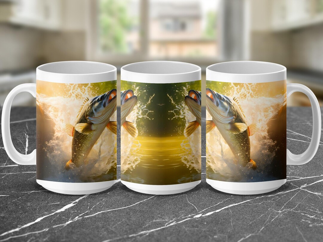 Leaping Largemouth Bass Ceramic Mug, Angler Gift - Etsy