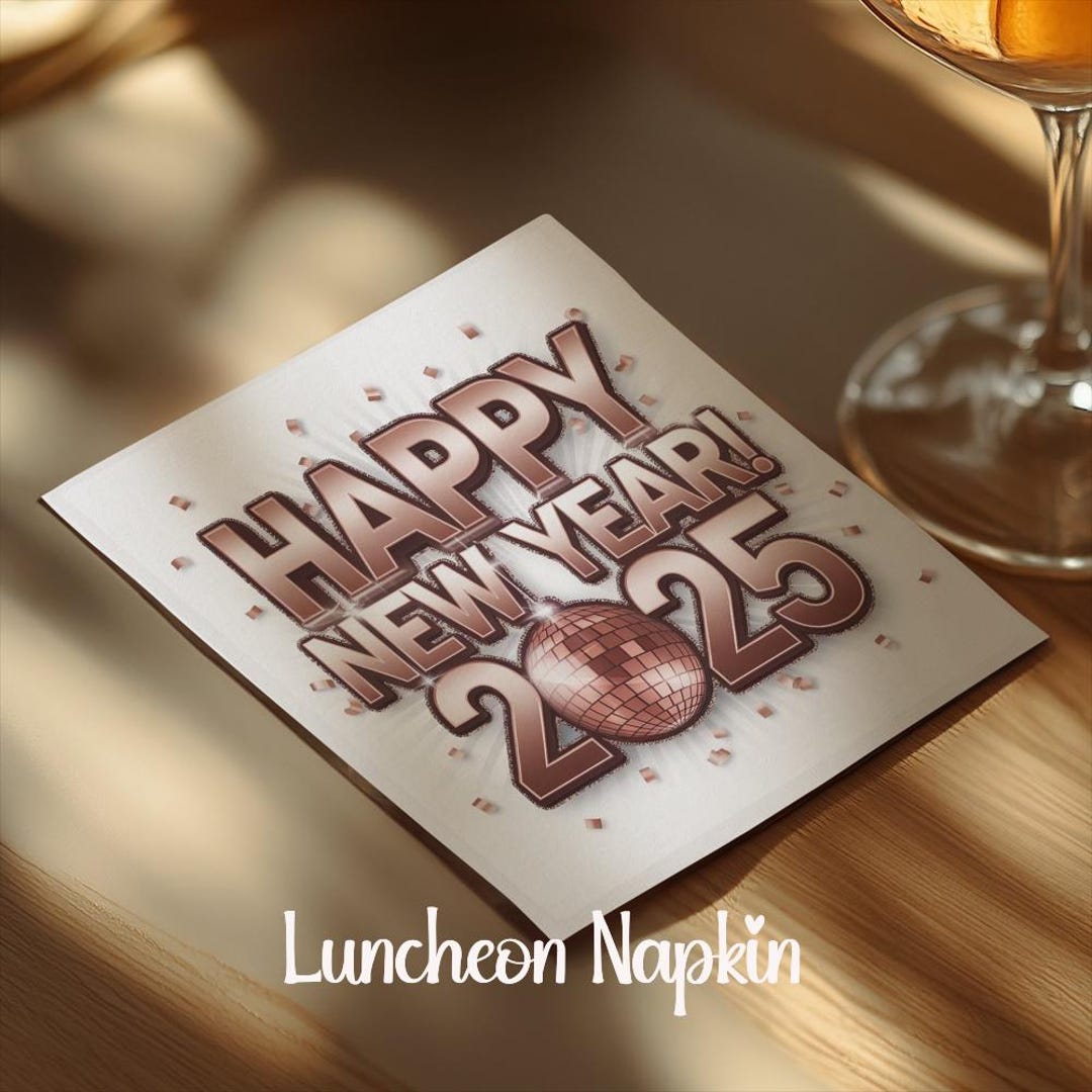 Happy New Year 2025 Napkins, Festive New Year Party Decorations, Shiny ...