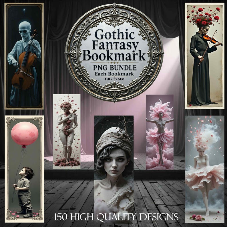 Gothic Surreal Bookmark PNG Bundle: Dark Fantasy Art. 150 Files ...