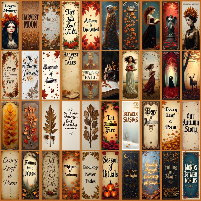 Autumn Bookmark PNG Bundle: 160 Fall Designs, Tranparent PNG Ready to ...