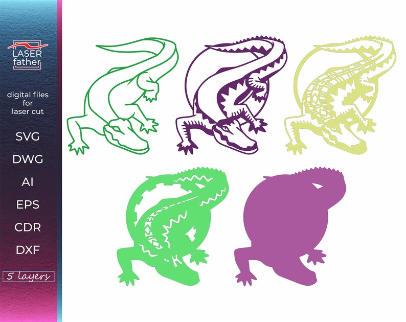 Crocodile SVG, 3D Laser Cut Animals, Alligator Vector, Reptile Art ...