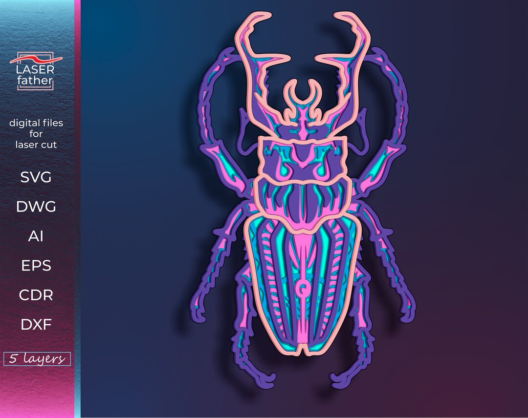 Scarab Beetle, Insect SVG, Multilayer Laser Cut, Cricut Crafts ...