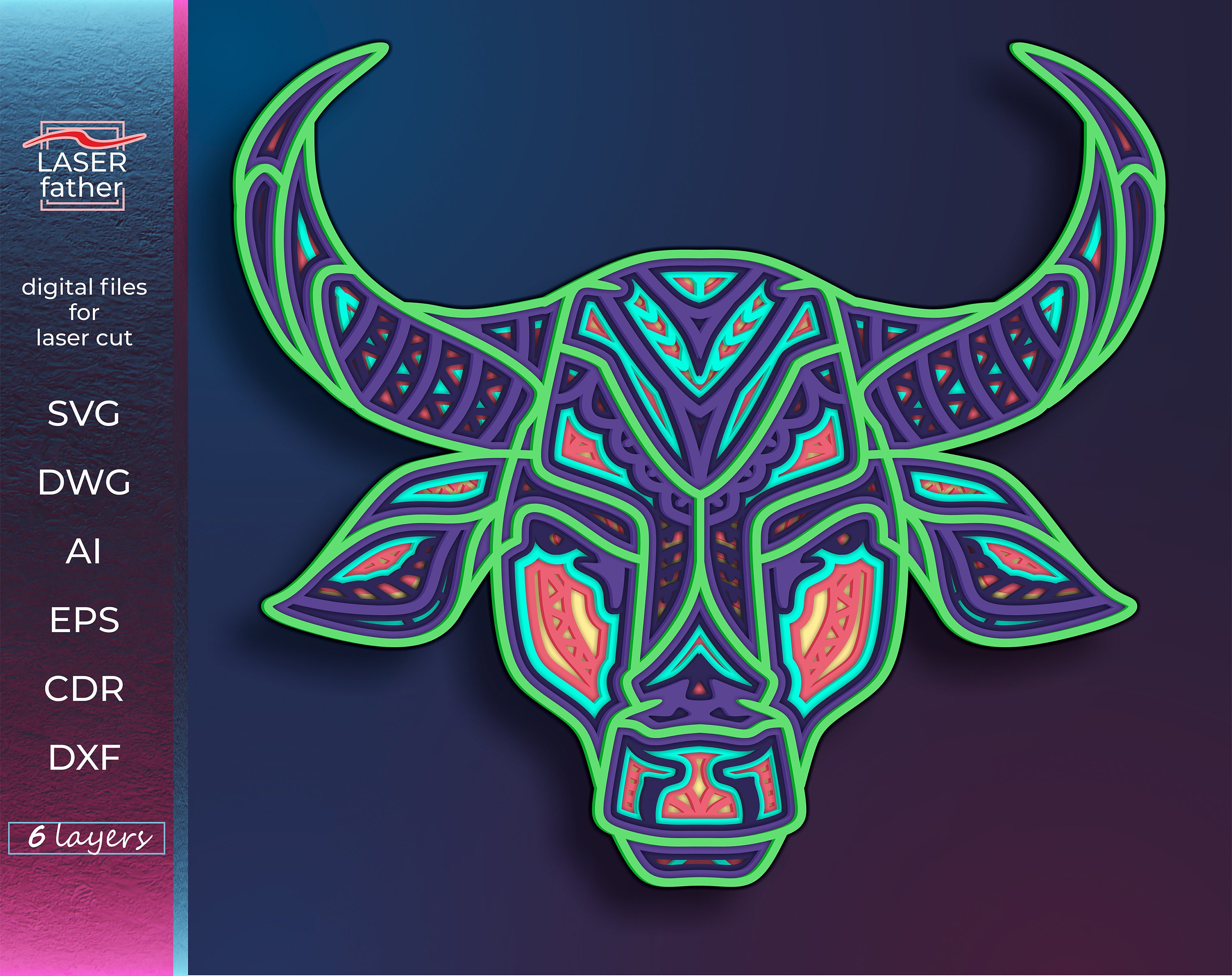 Bull Laser Cut Project, Cattle SVG, Farm Animal SVG, Cricut Template ...