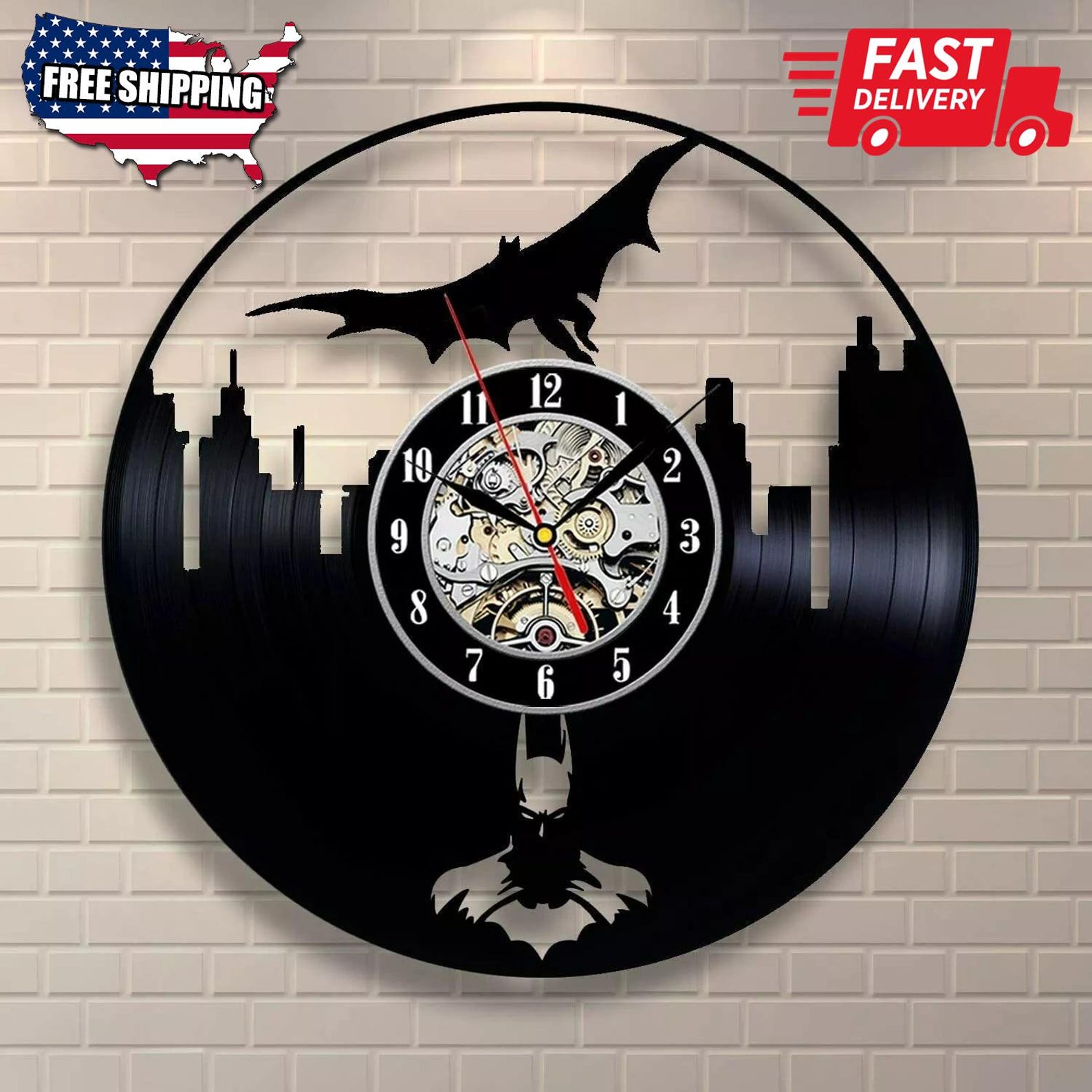 Superhero Vinyl Record Clock, Comic Book Gift for Him, Dark Knight ...