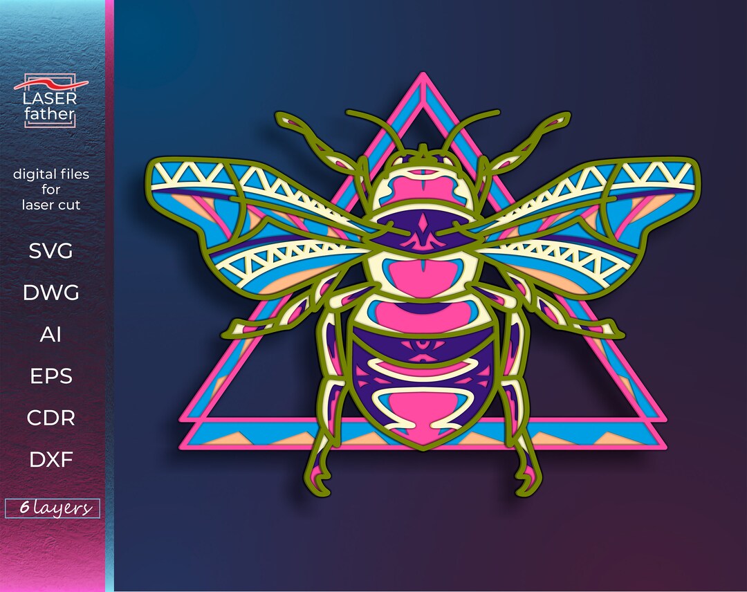 Bumblebee SVG, Bee Laser Cut, Layered DXF, Insect Art, Papercut ...