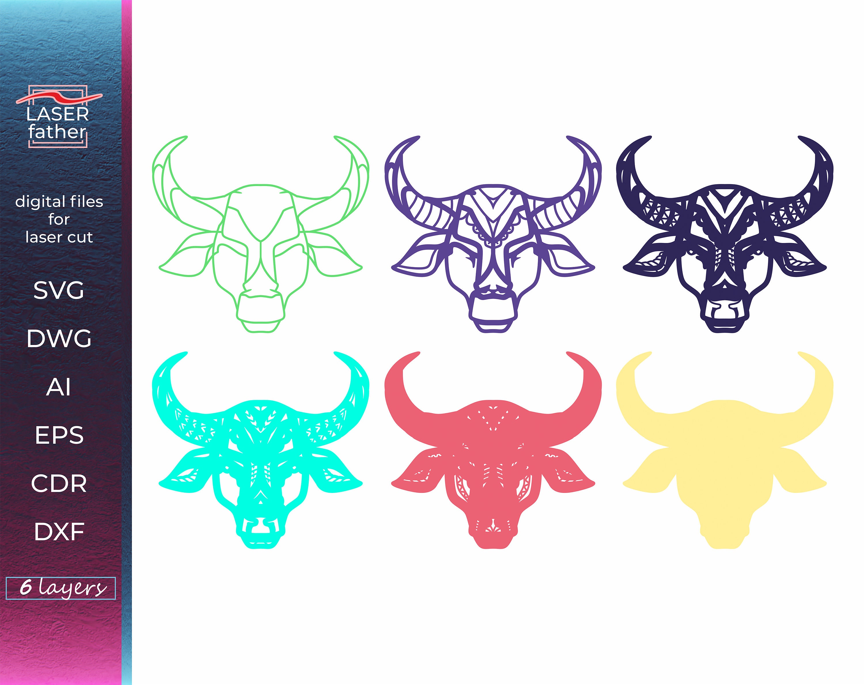 Bull Laser Cut Project, Cattle SVG, Farm Animal SVG, Cricut Template ...