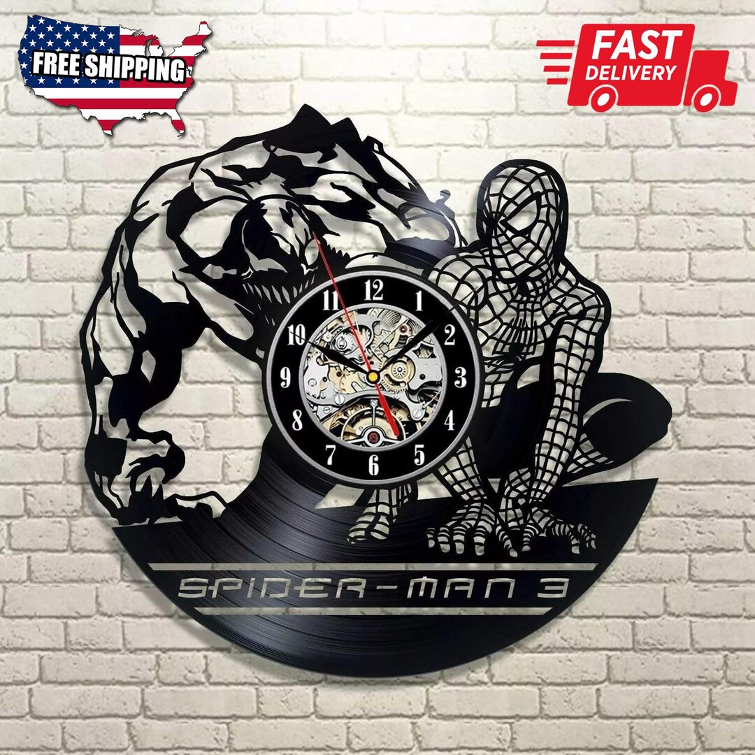 Venom and Spiderman Vinyl Record Clock, Superhero Christmas Gift ...