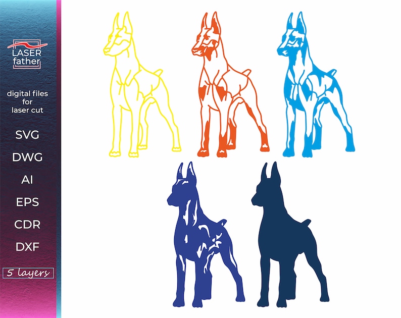 Doberman SVG, Dog DXF Files for Plasma, Laser Ready Files, Animal ...