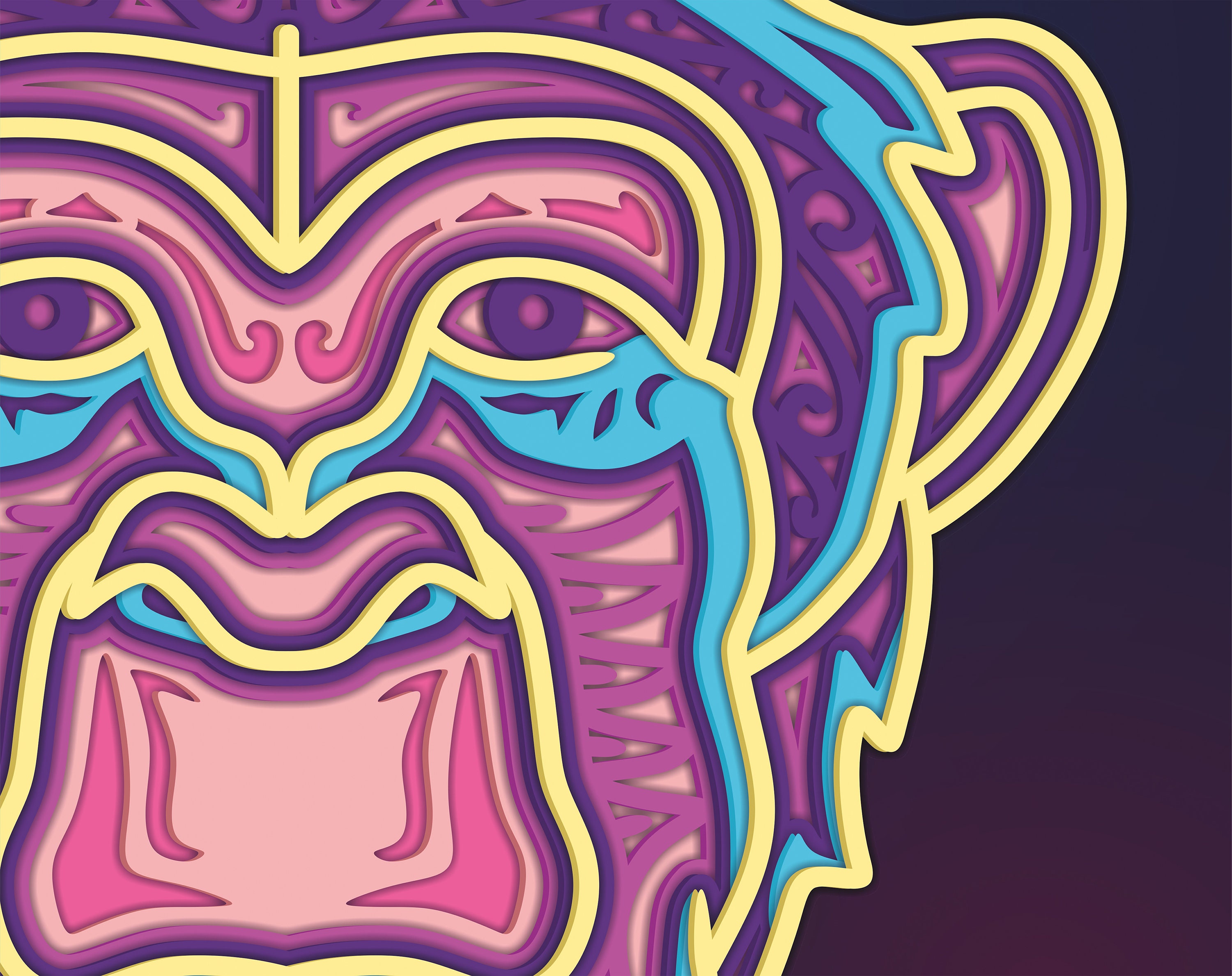 Monkey Face SVG, Laser Ready DXF File, Safari Animal Silhouette ...