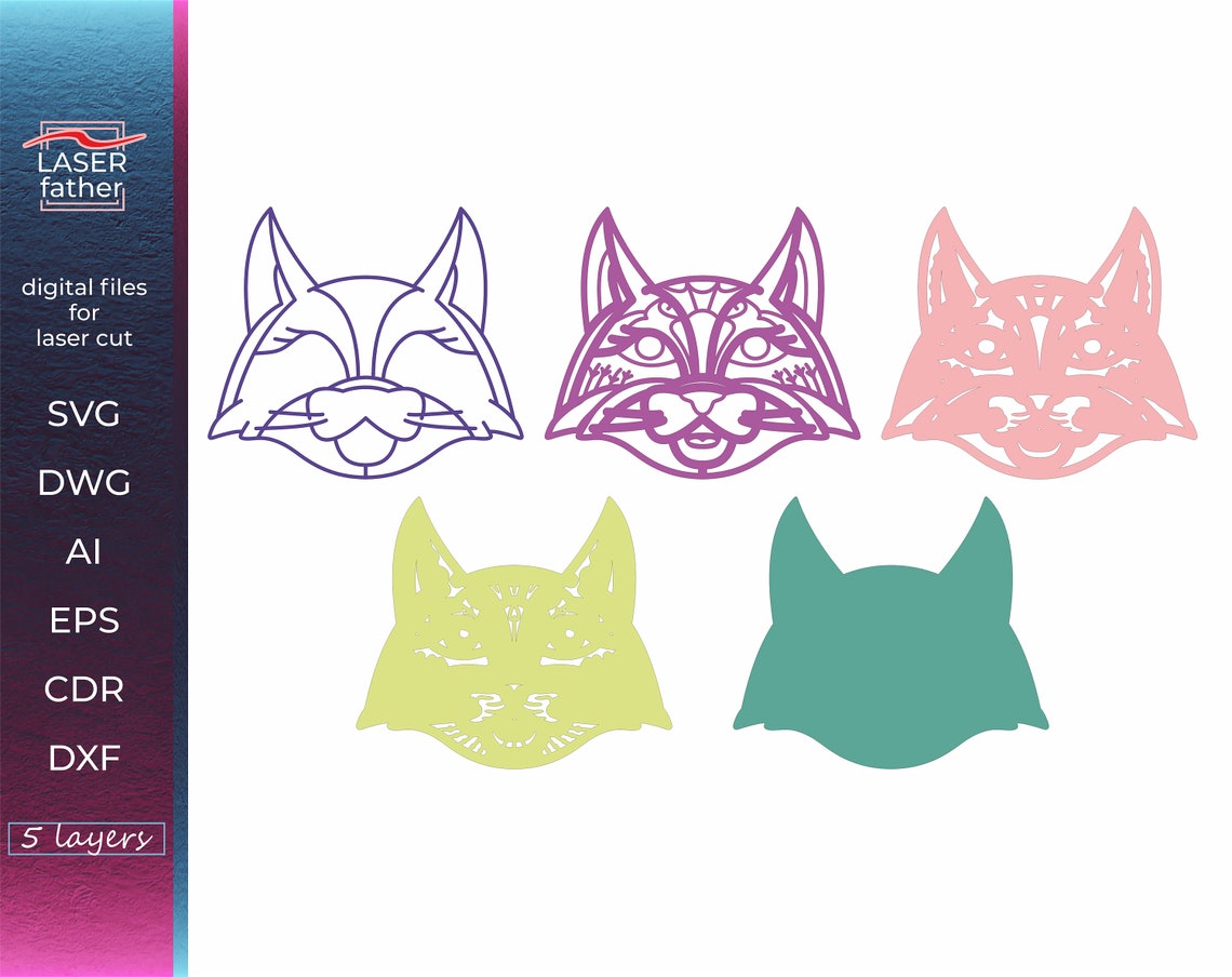 Cat Face SVG, Pet Laser Cut File, 3D Cricut Project, Layered Papercut ...