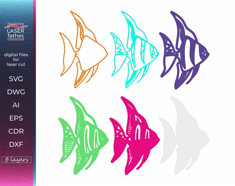 Fish SVG, Ocean Life SVG, Sea Animal Craft, Multilayer Laser Cut ...