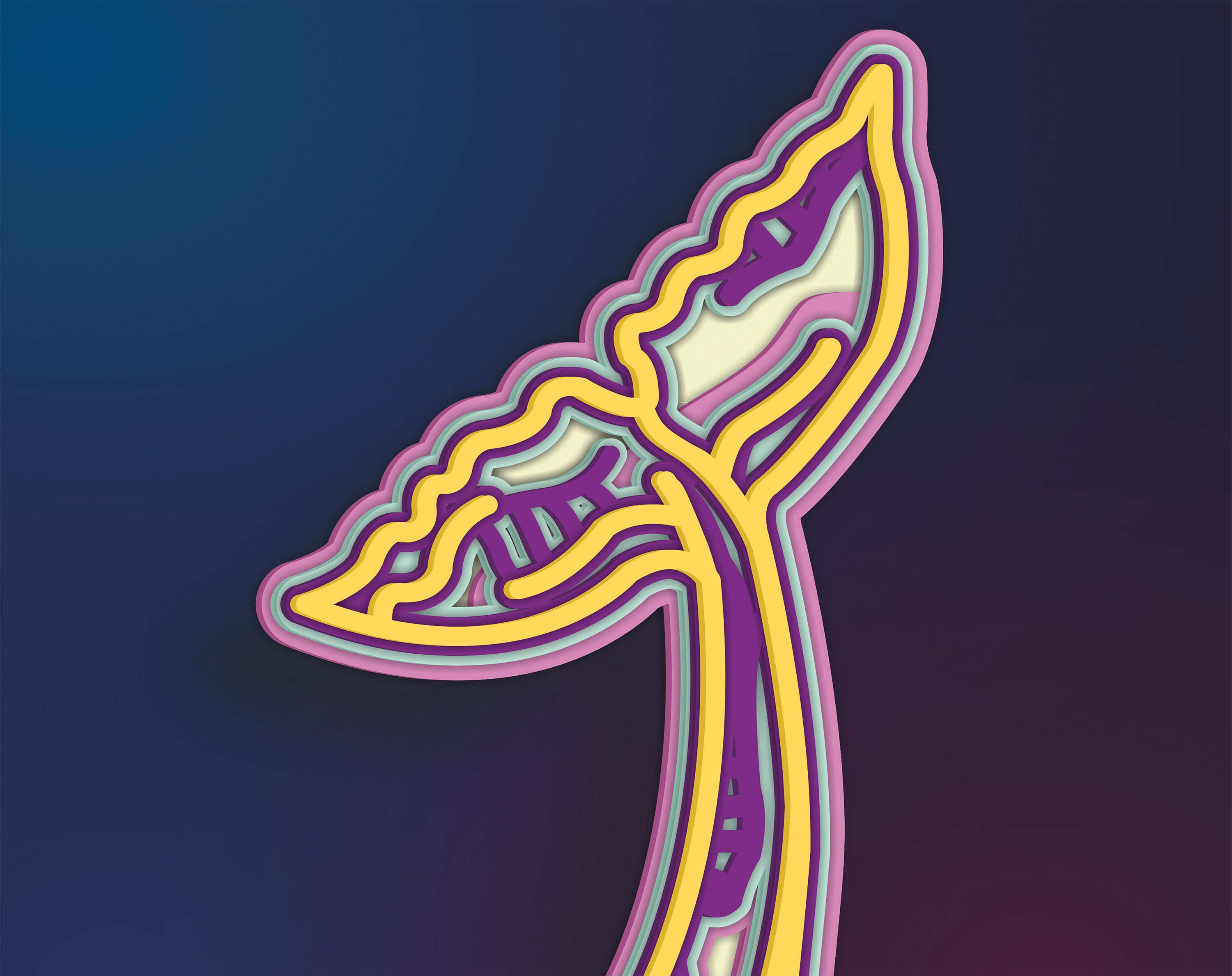 Whale Silhouette, Ocean Animal SVG, Glowforge Template, 3D Layered Cut ...