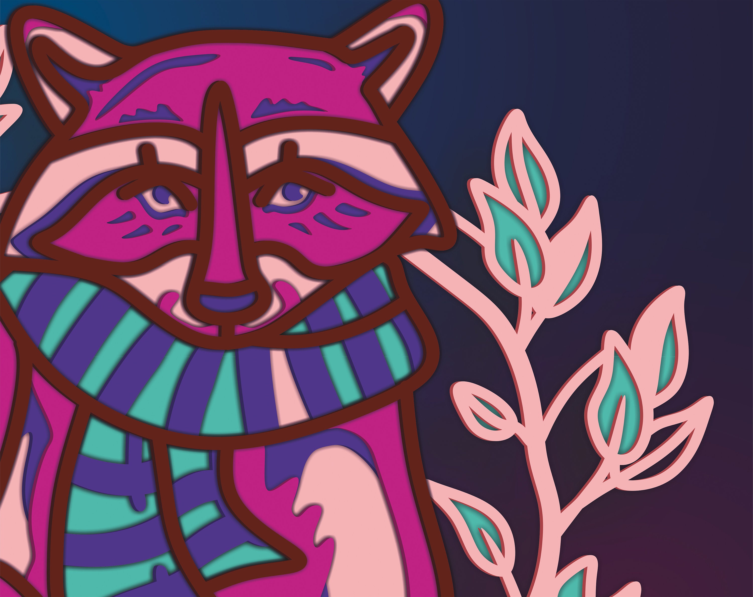 Raccoon SVG, Vector Laser Cut, Layered Design, Forest Animal Digital ...