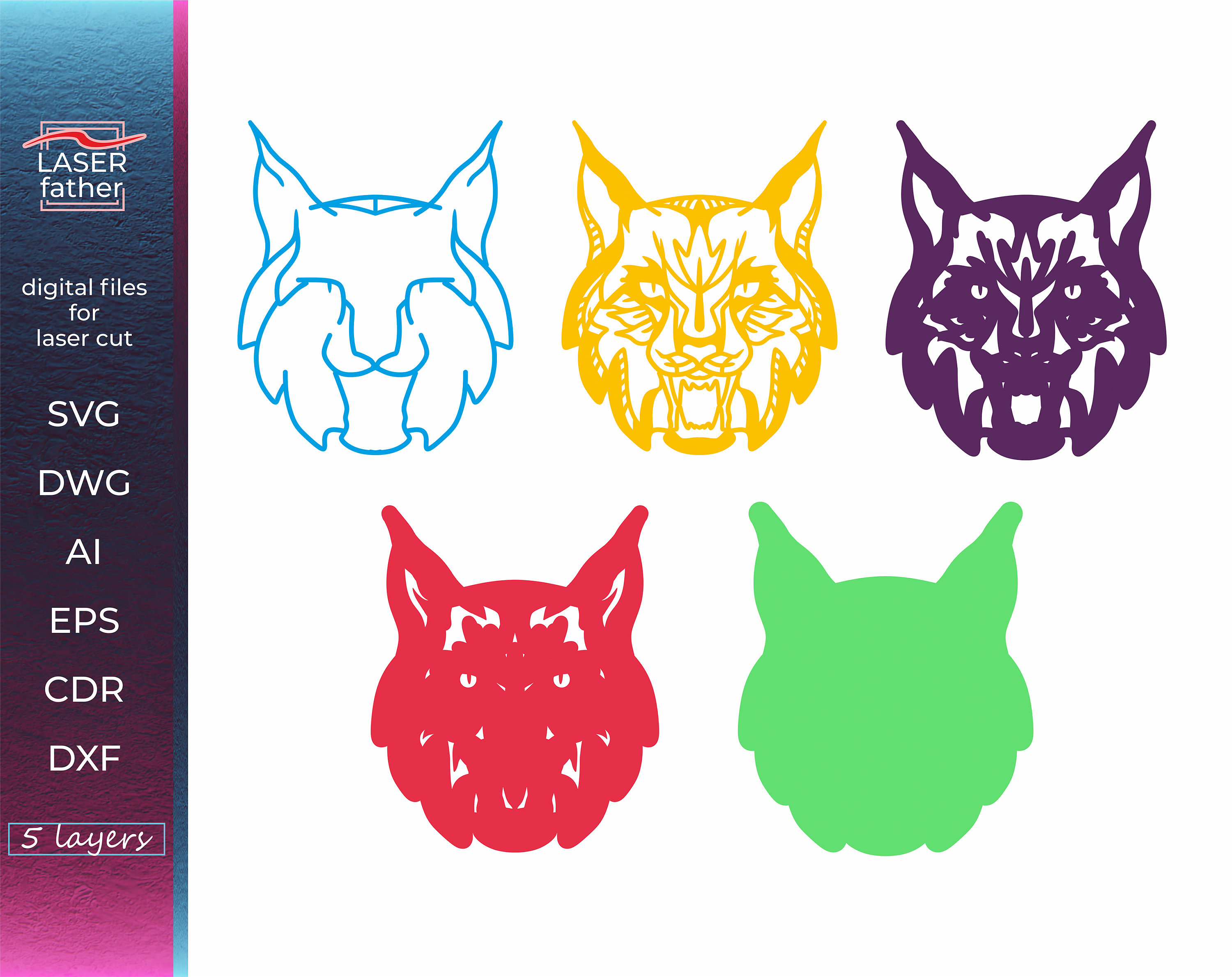 Lynx SVG, Animal Laser Cut File, Vector Template, Instant Download ...