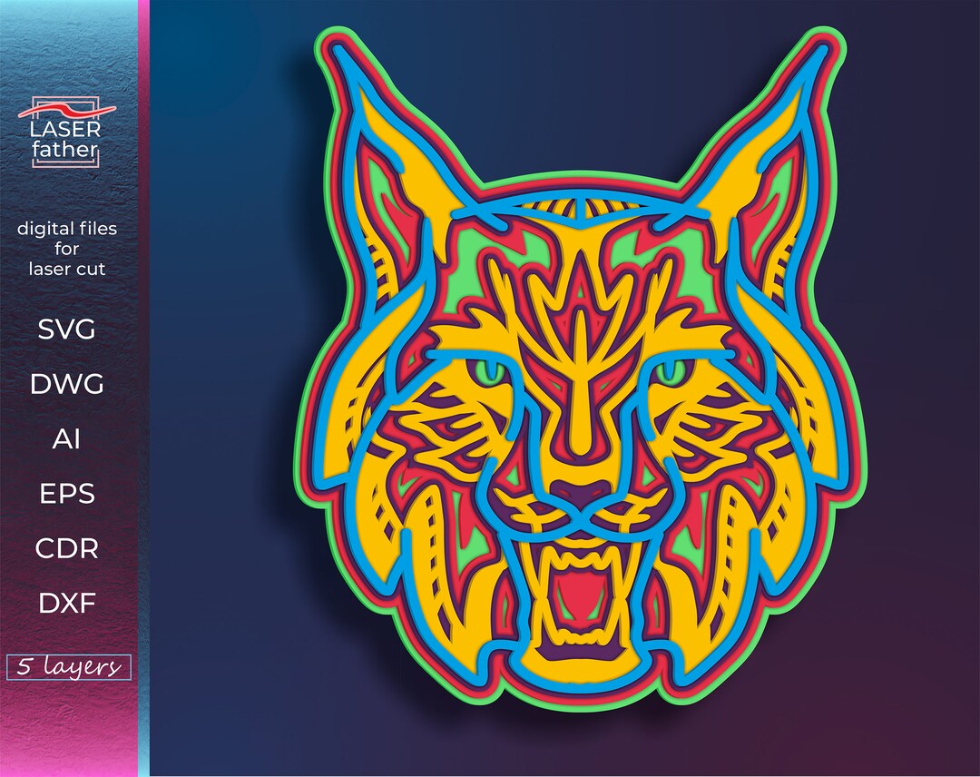 Lynx SVG, Animal Laser Cut File, Vector Template, Instant Download ...