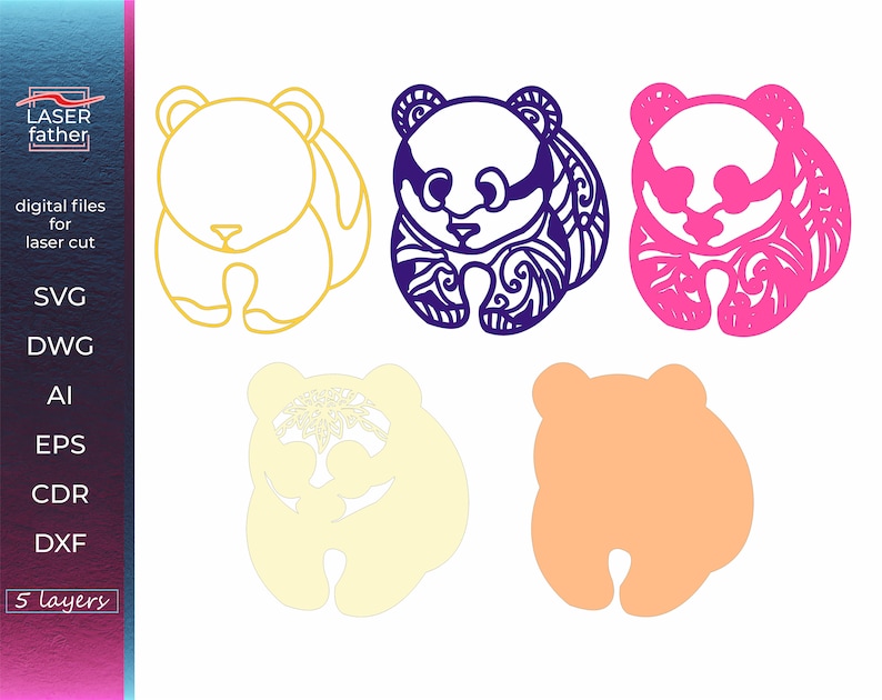 Panda SVG, Animal Wood Cutout, 3D Cricut Project, Laser Cutting Designs ...