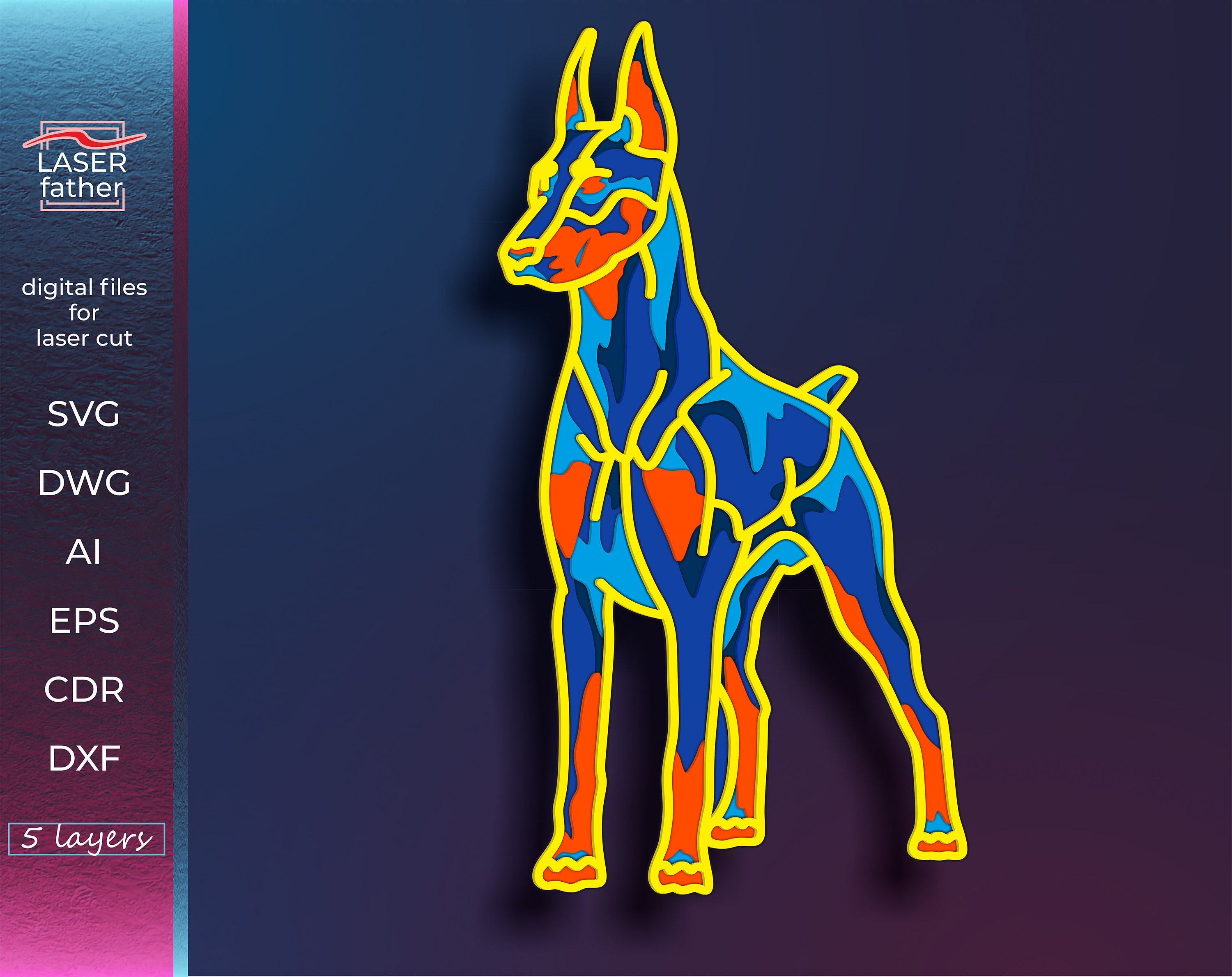 Doberman SVG, Dog DXF Files for Plasma, Laser Ready Files, Animal ...