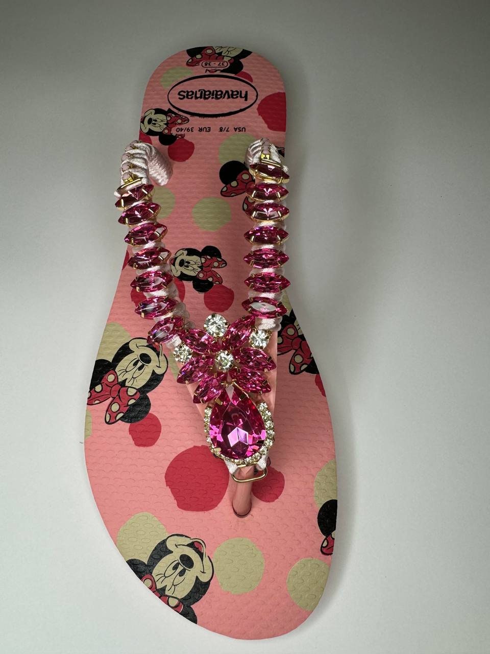 Vibrant Minnie Mouse Flip Flops With Pink Rhinestones Perfect for ...