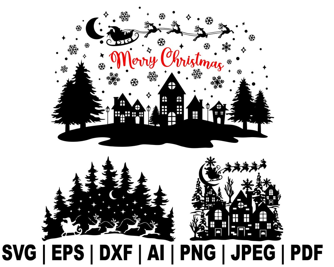 Christmas Scene Svg, Merry Christmas Svg, Winter Scene Svg, Magical ...