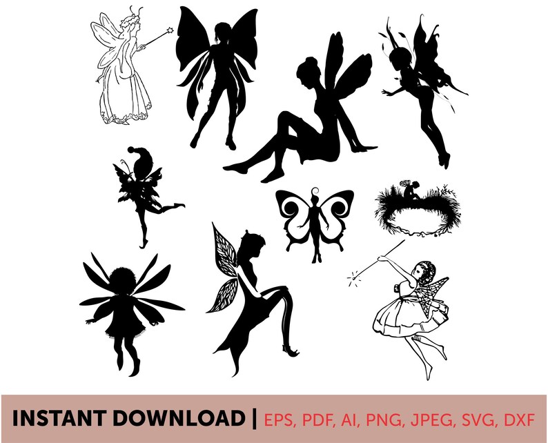 Fairy Svg Bundle, Fairy Svg, Tinkerbell Svg, Princess Svg, Flying Fairy ...