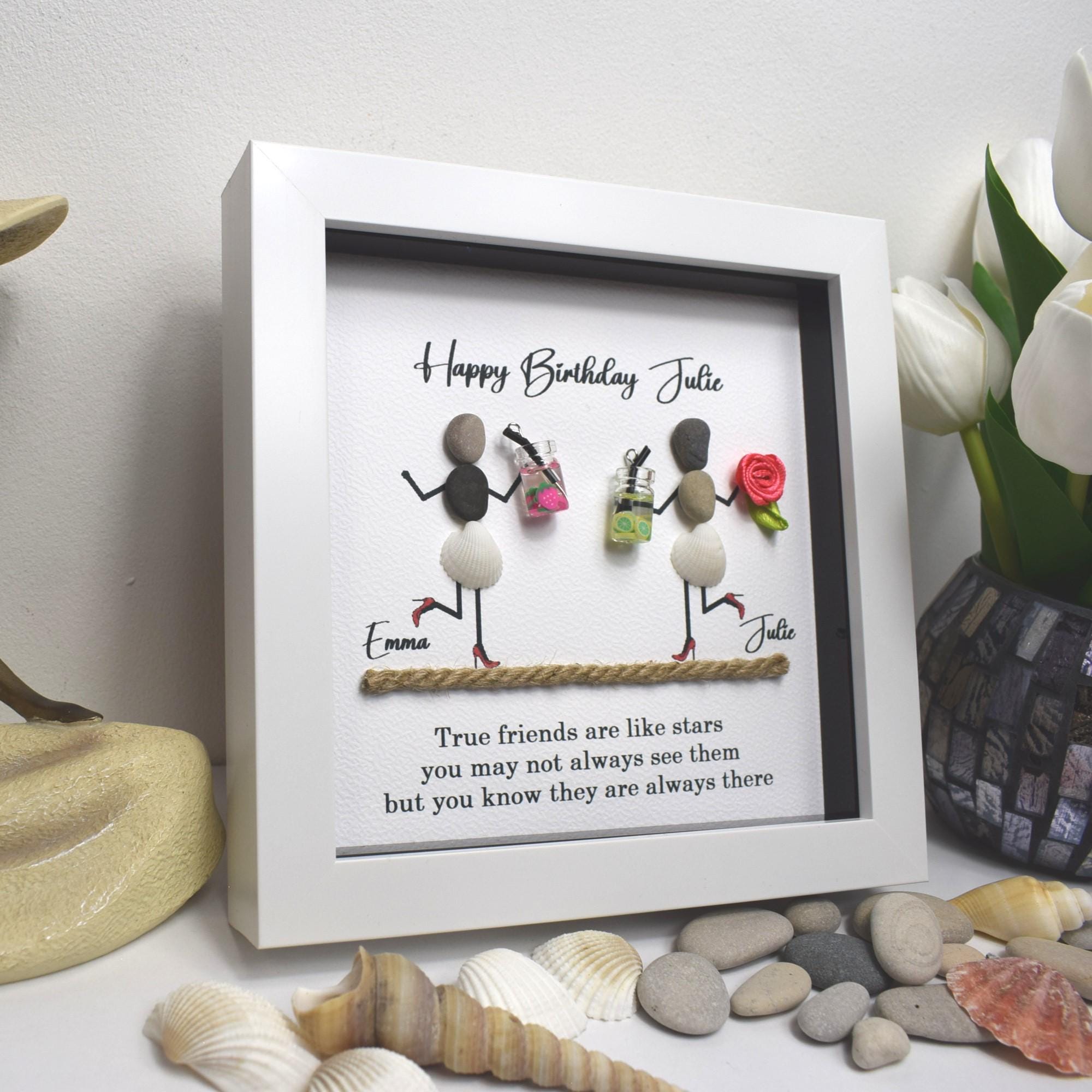 Personalised Pebble Picture Art for Women, Milestone Birthday Gift for ...