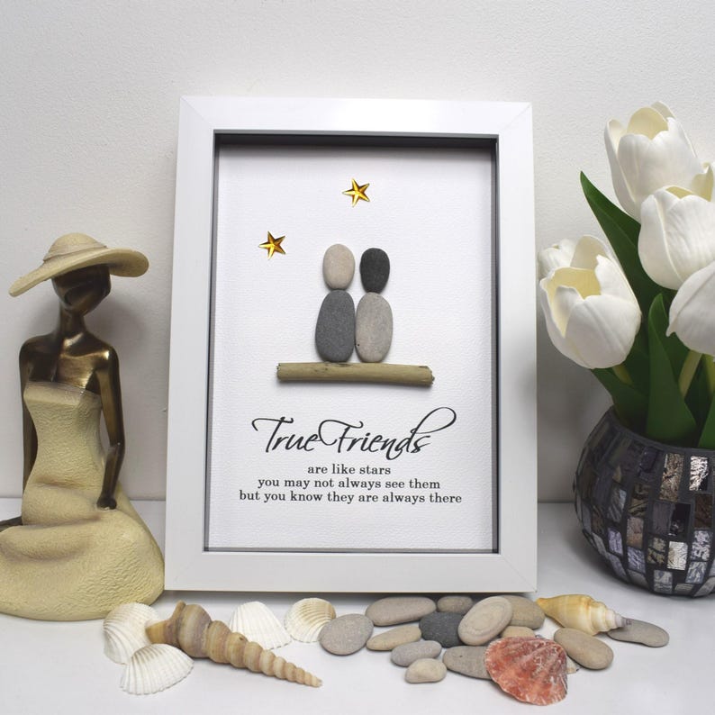 Pebble Art Friend Gift, Handmade Framed Pebble Picture - Etsy UK