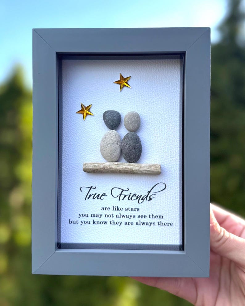 Pebble Art Friend Gift, Handmade Framed Pebble Picture - Etsy UK