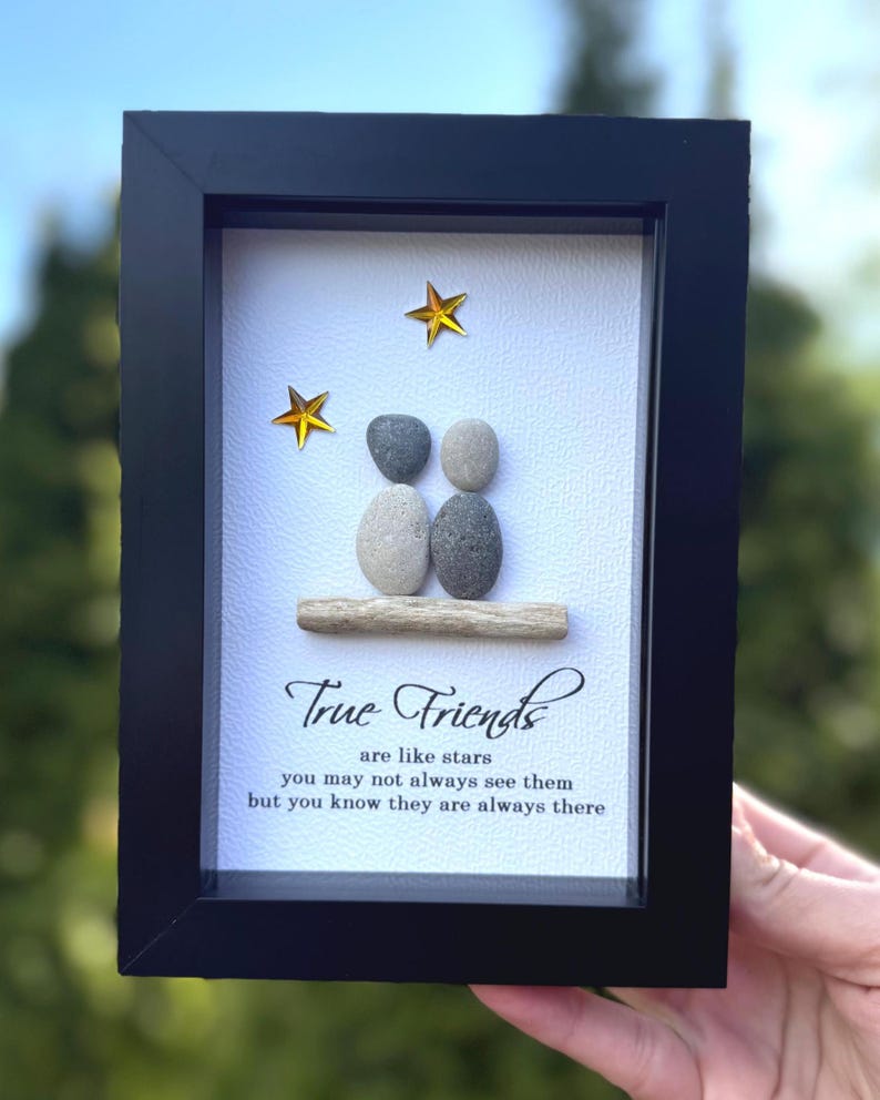 Pebble Art Friend Gift, Handmade Framed Pebble Picture - Etsy UK