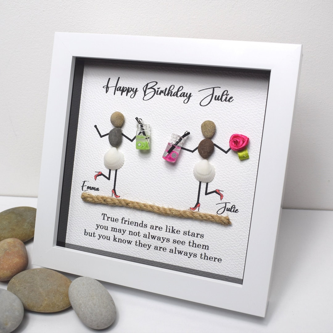 Birthday Gift for Her, Personalised Pebble Picture Art for Women ...