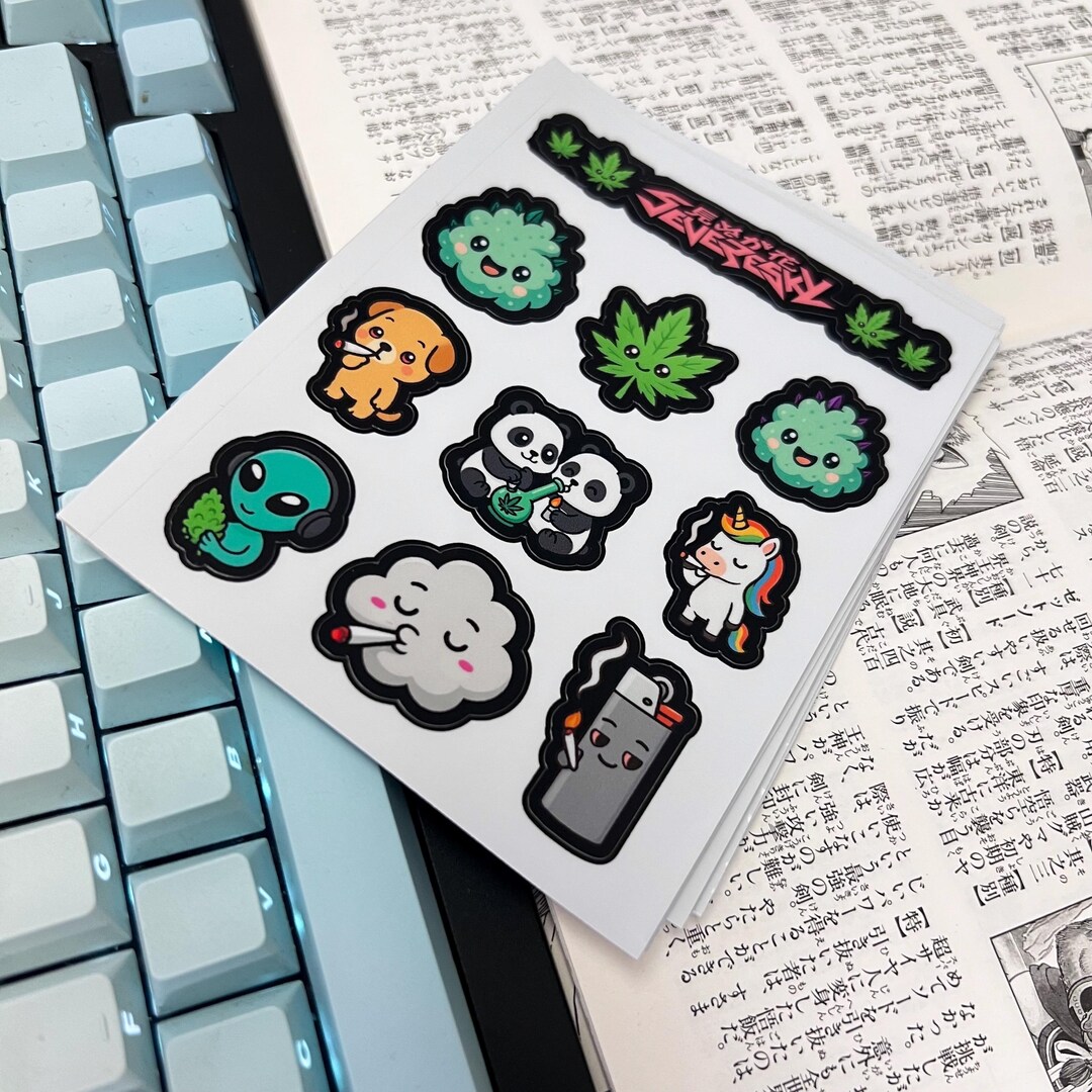 Chibi Cannabis Weed Sticker Set. Water Resistant Bumper Laptop Decal - Etsy