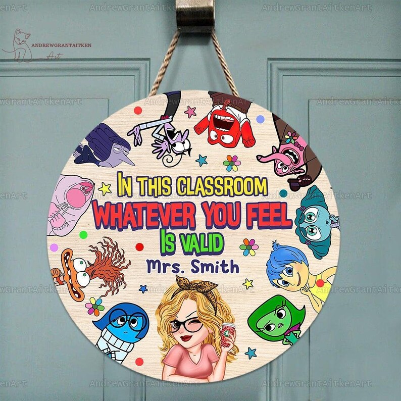 Custom Inside Out Movie Teacher Door Hanger Inside Out Characters ...