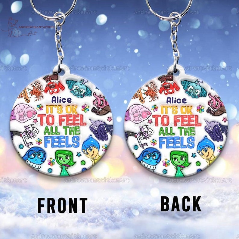 Custom Name Inside Out 2 Keychain, Inside Out Characters Keychain ...