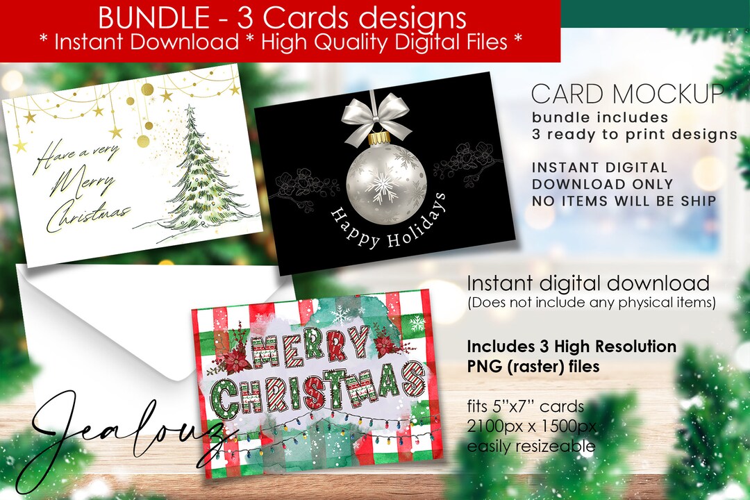 PRINTABLE Christmas Cards Digital Download 3 Designs BUNDLE - Etsy