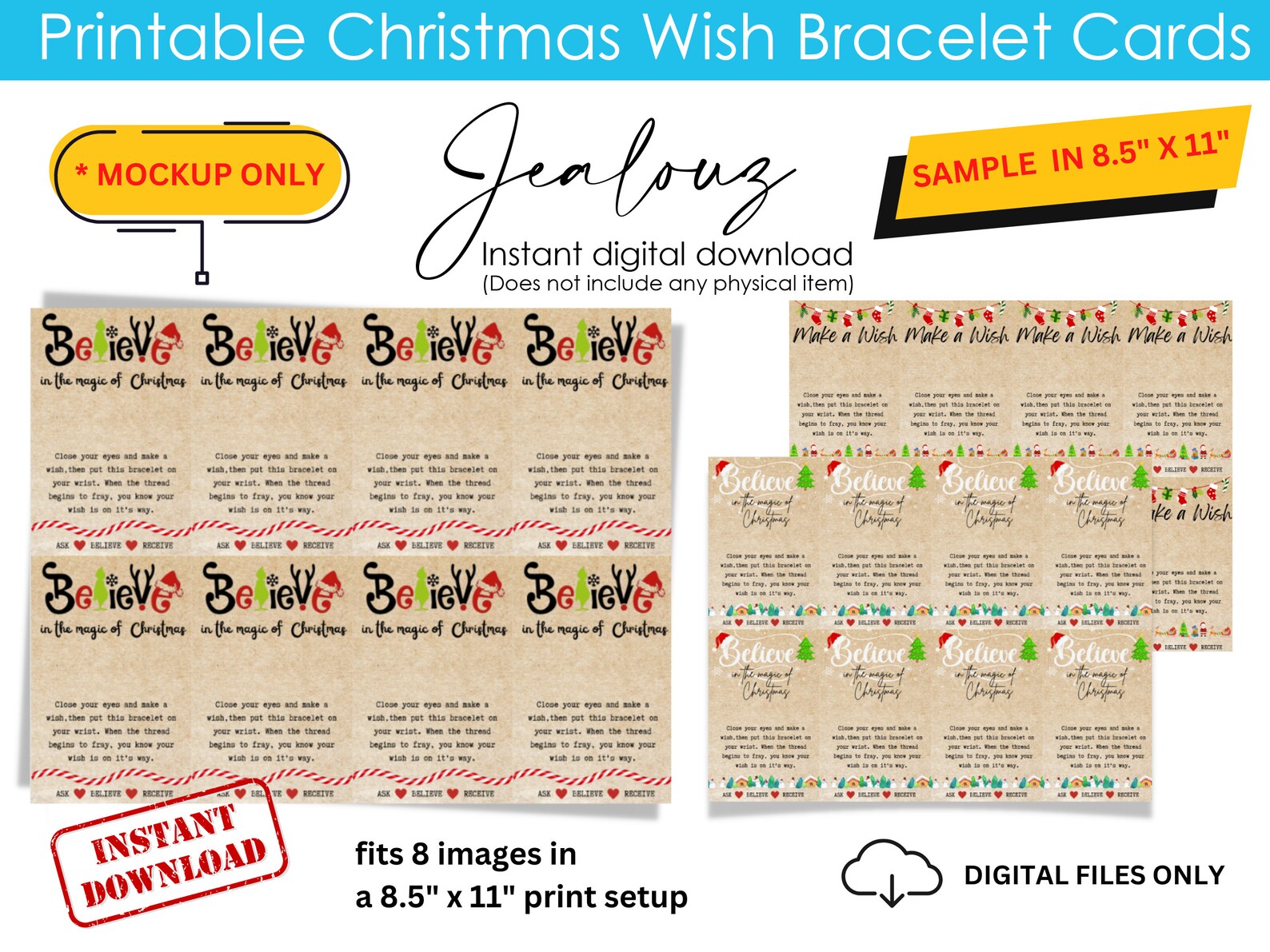 PRINTABLE Christmas Wish Bracelet Cards - Digital Download - 3 Design ...