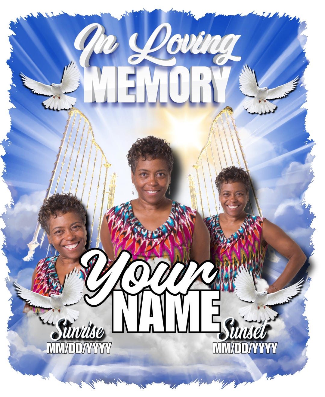 In Loving Memory Heaven Background Editable Canvas Template for ...