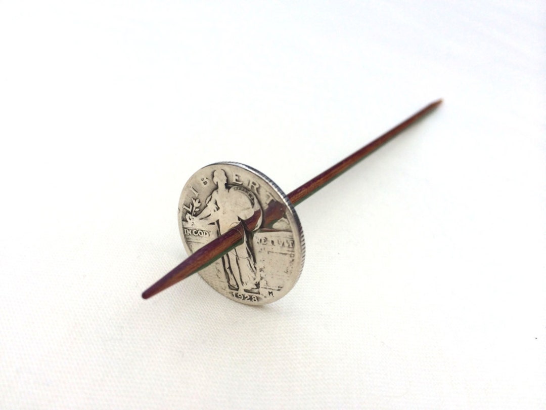 Silver Coin Tahkli Support Spindle Standing Lady Quarter Supported ...