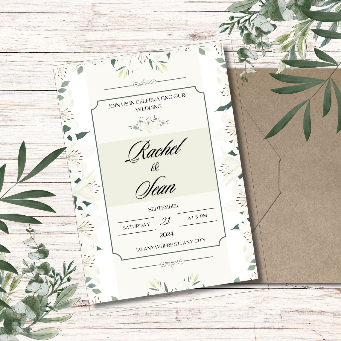Editable Wedding Card Template - Etsy