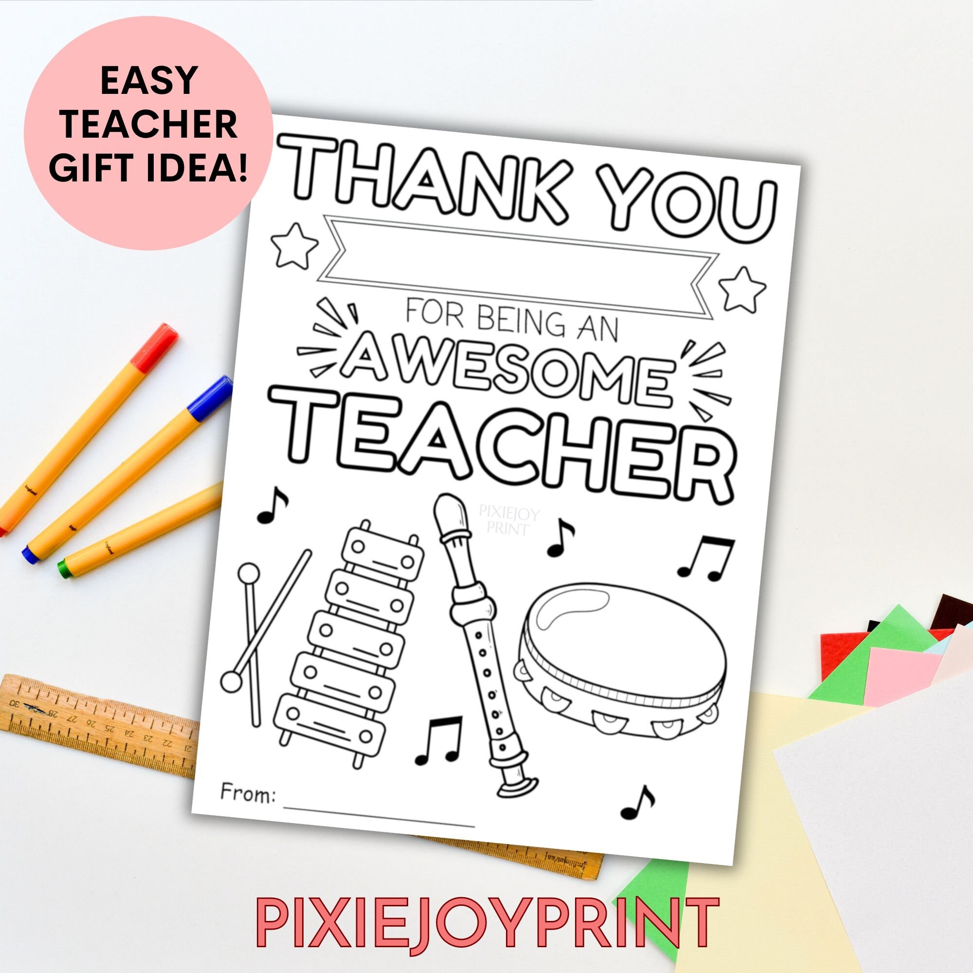 Music Teacher Thank You Printable Coloring Page for Teacher ...