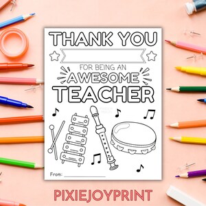 Music Teacher Thank You Printable Coloring Page for Teacher ...