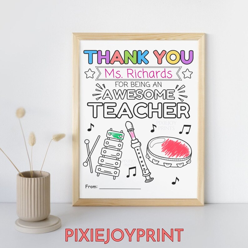 Music Teacher Thank You Printable Coloring Page for Teacher ...