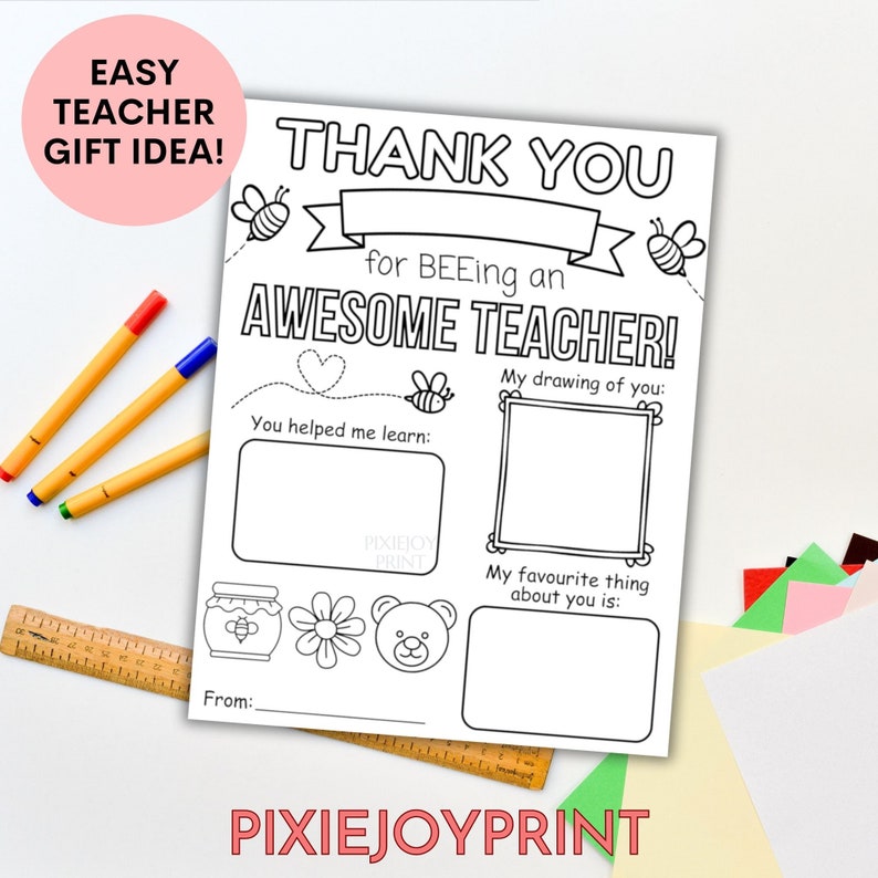 Teacher Thank You Printable Coloring Page for Teacher Appreciation Week ...