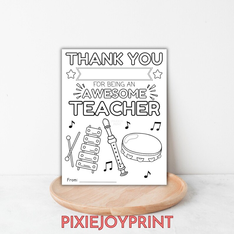 Music Teacher Thank You Printable Coloring Page for Teacher ...