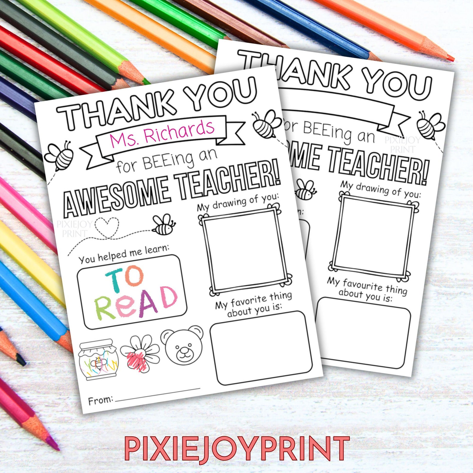 Teacher Thank You Printable Coloring Page for Teacher Appreciation Week ...